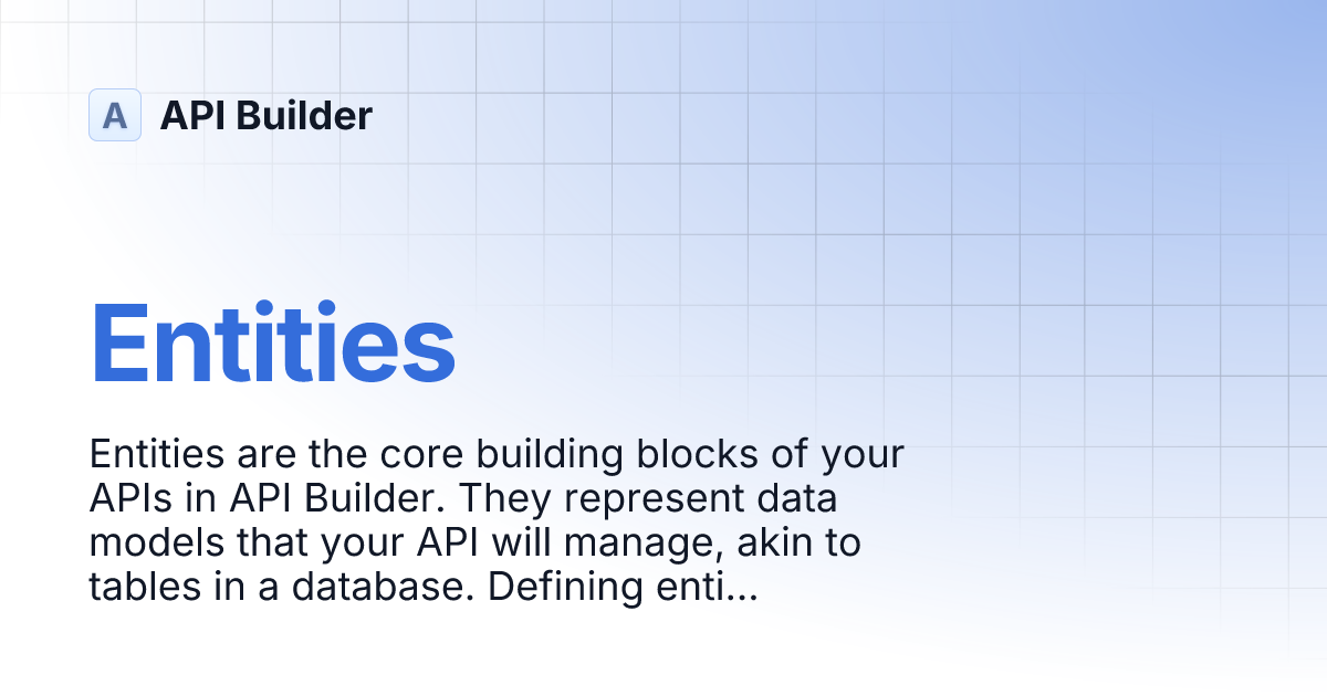 Entities | API Builder